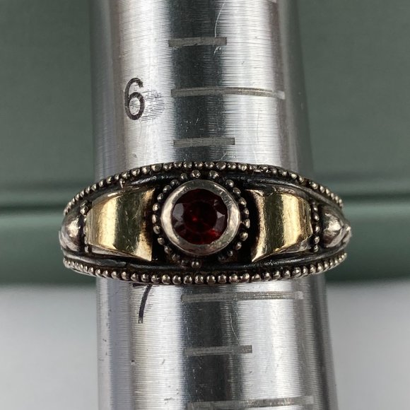 Unk | Jewelry | Vintage Faux Ruby Gem In Sterling Silver And 2 K Gold ...